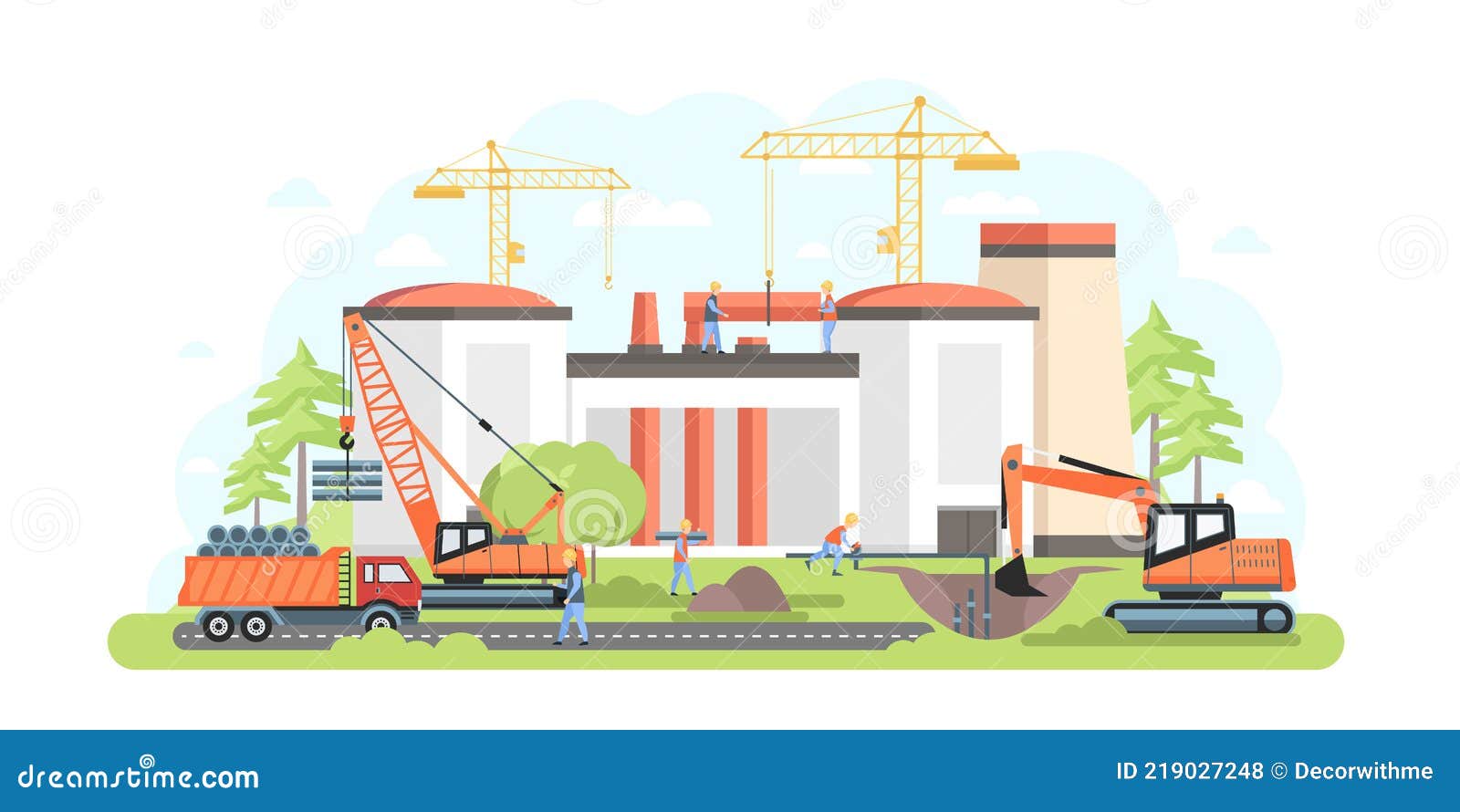 Industrial Complex Under Construction - Flat Design Style Illustration ...
