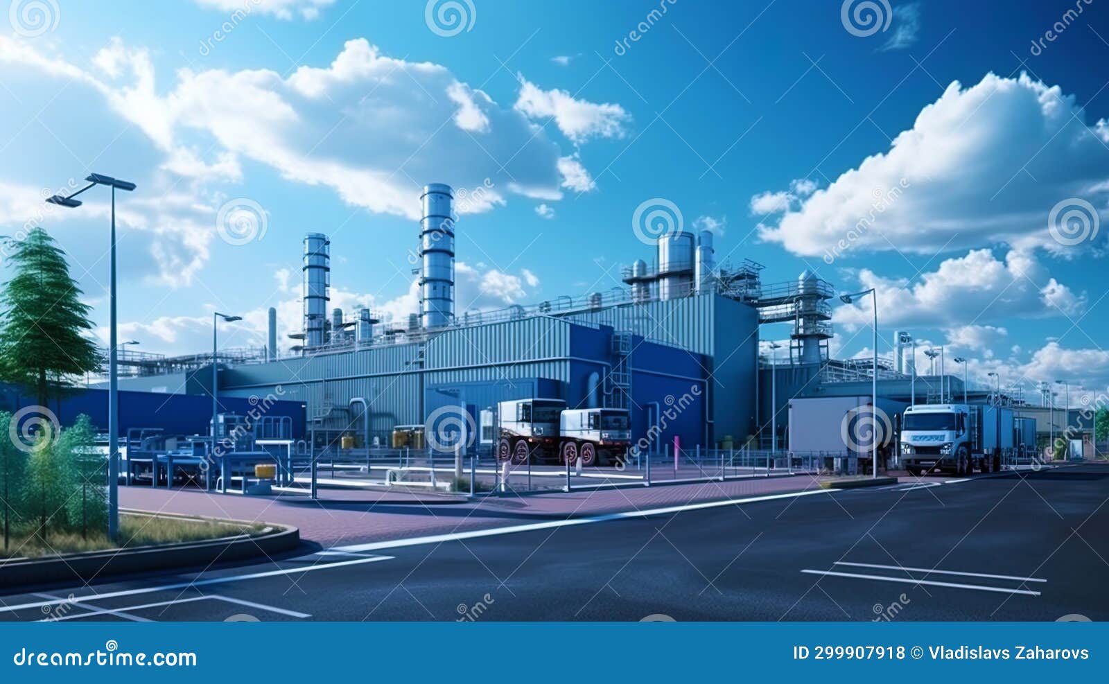 Industrial Complexes with Infrastructure Blue Color Stock Photo - Image ...