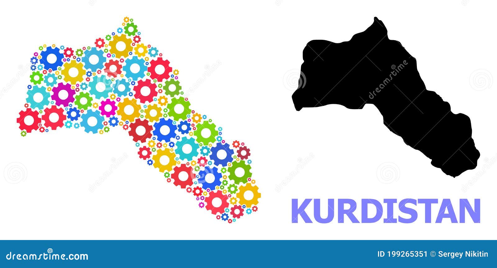Industrial Composition Map of Kurdistan of Colored Cogs Stock Vector ...