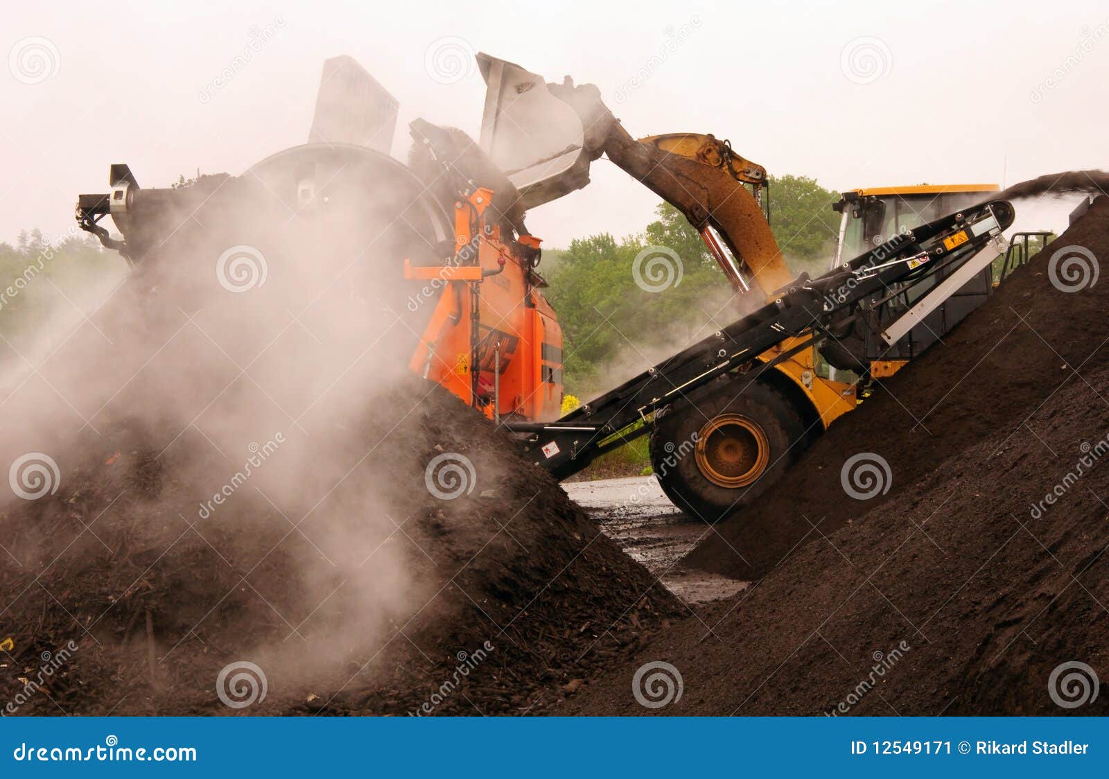 Industrial Compost Handling Stock Image - Image of grass, horticultural ...