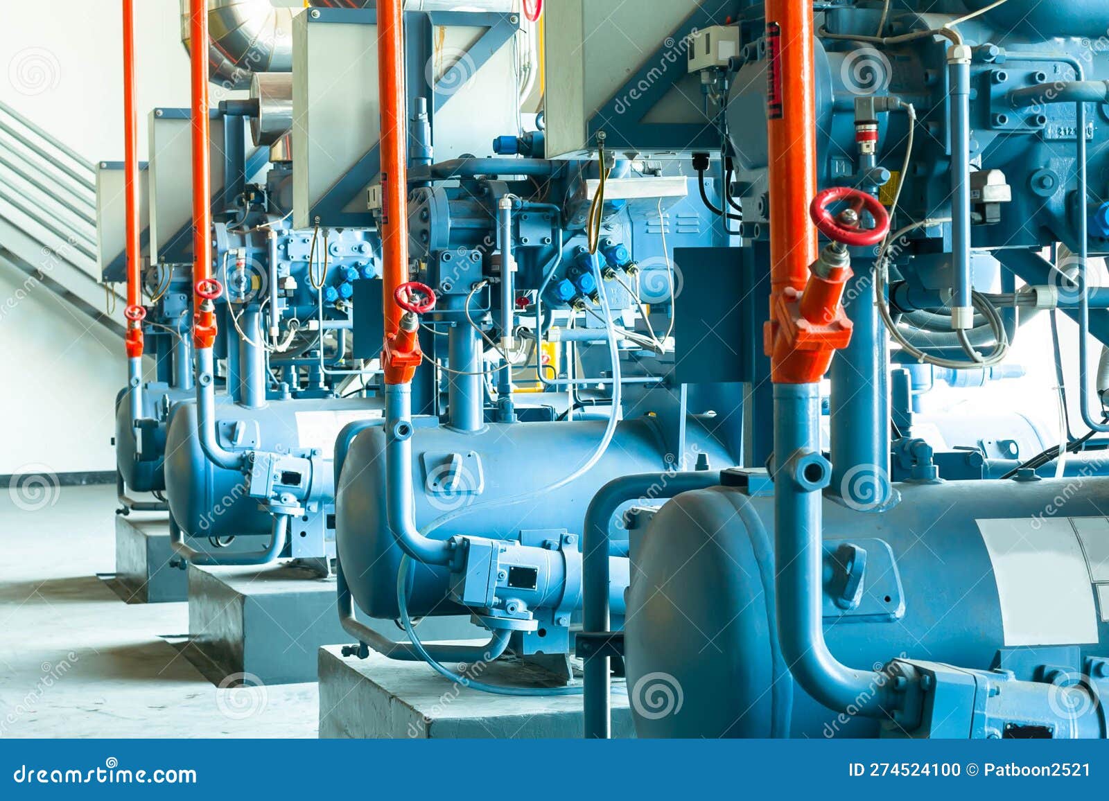Industrial Compressor Refrigeration Station at Manufacturing Factory ...
