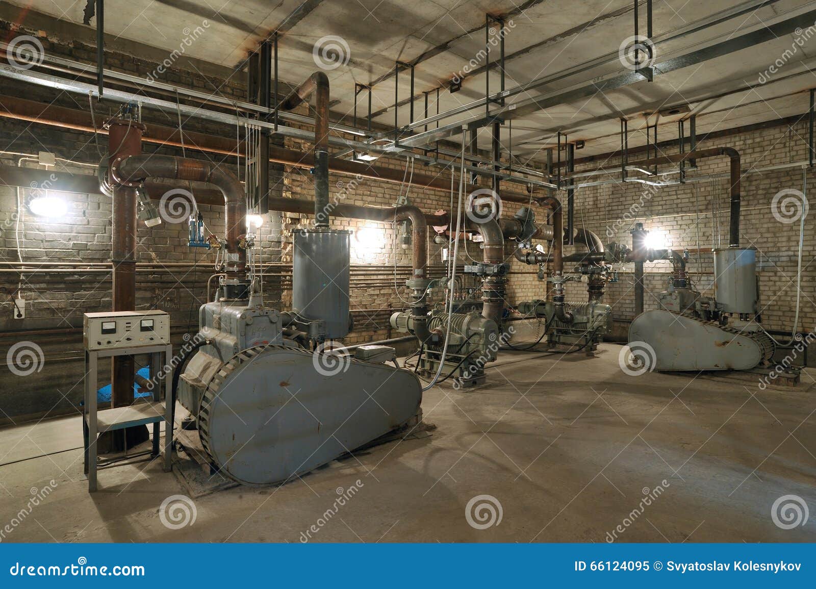 Industrial Compressor Station Stock Image - Image of lights, pipes ...