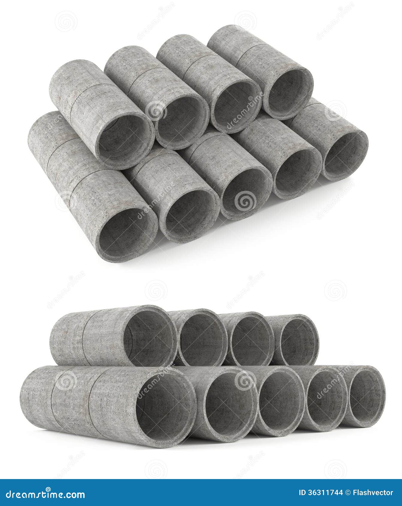 Industrial Concrete Pipes. Tubes Stock Illustration - Illustration of ...