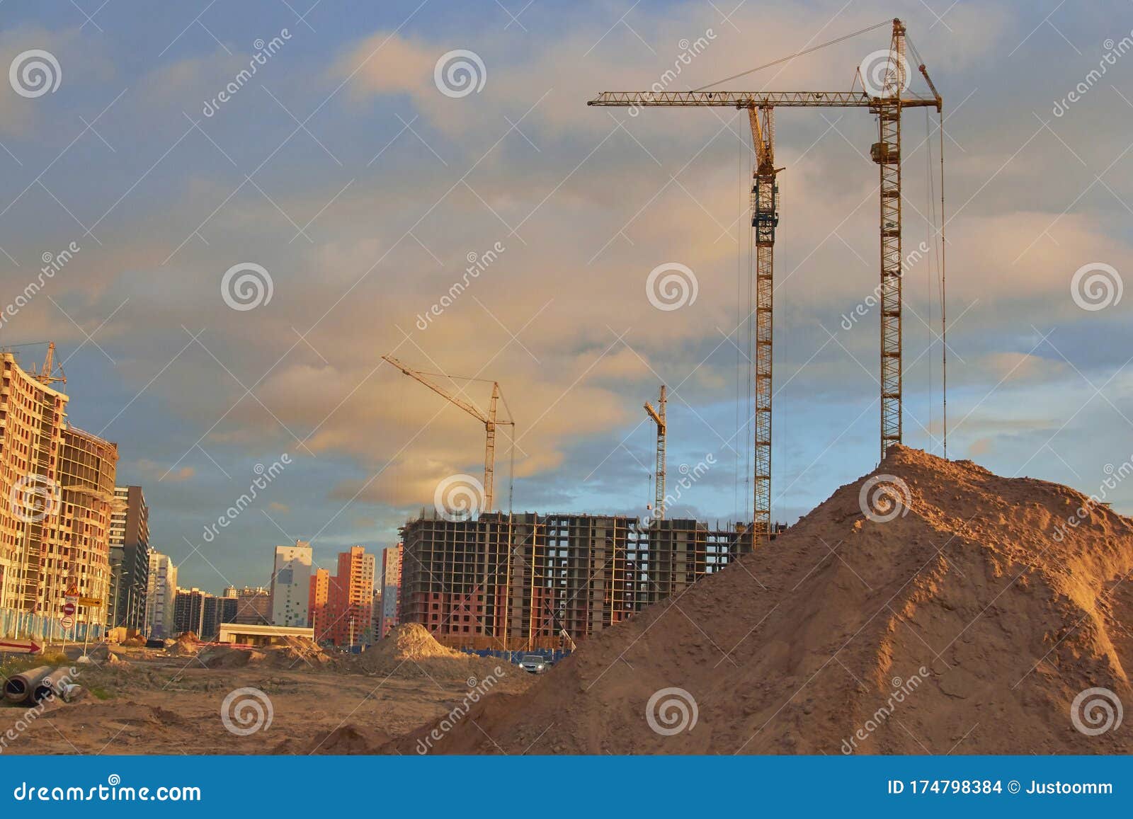 Industrial Construction Cranes the Construction of an Building Stock ...