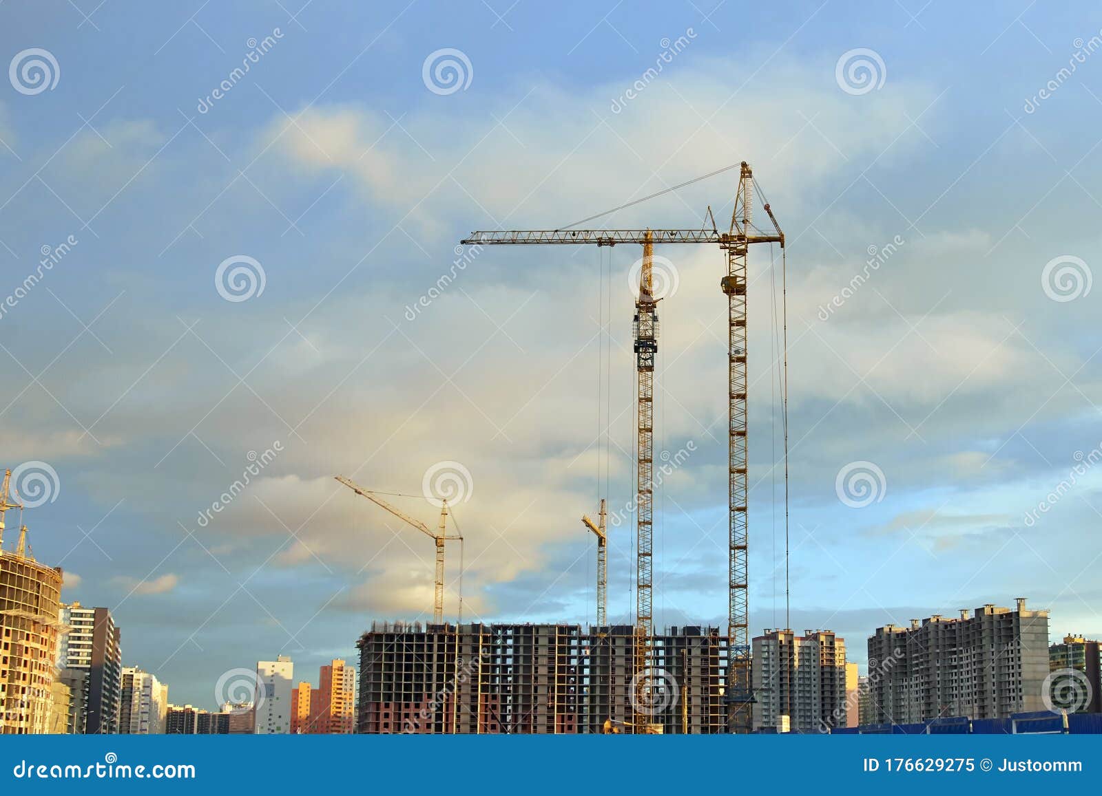 Industrial Construction Cranes the Construction of an Building Stock ...