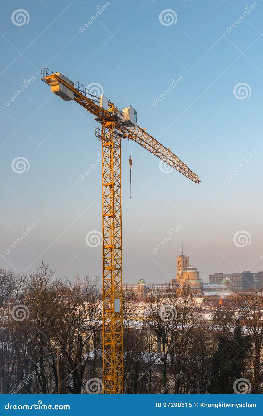 Industrial Construction Cranes and Building in Construction Site Stock ...