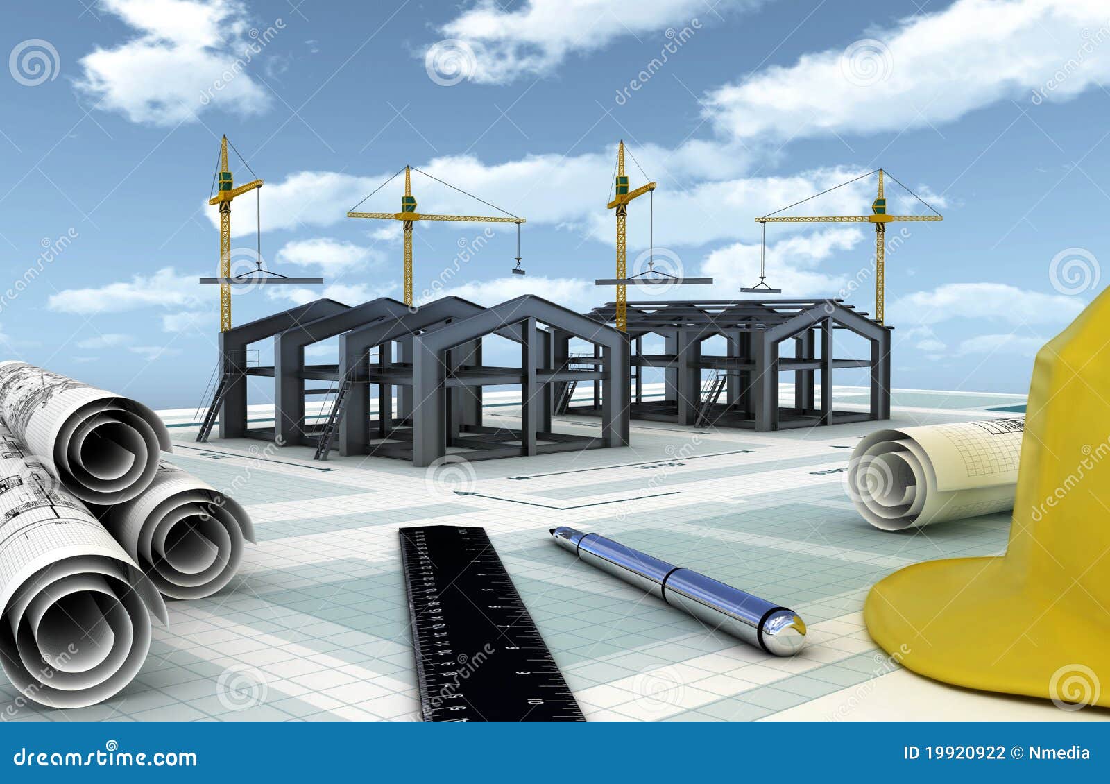 Industrial Construction Project Stock Illustration - Illustration of ...