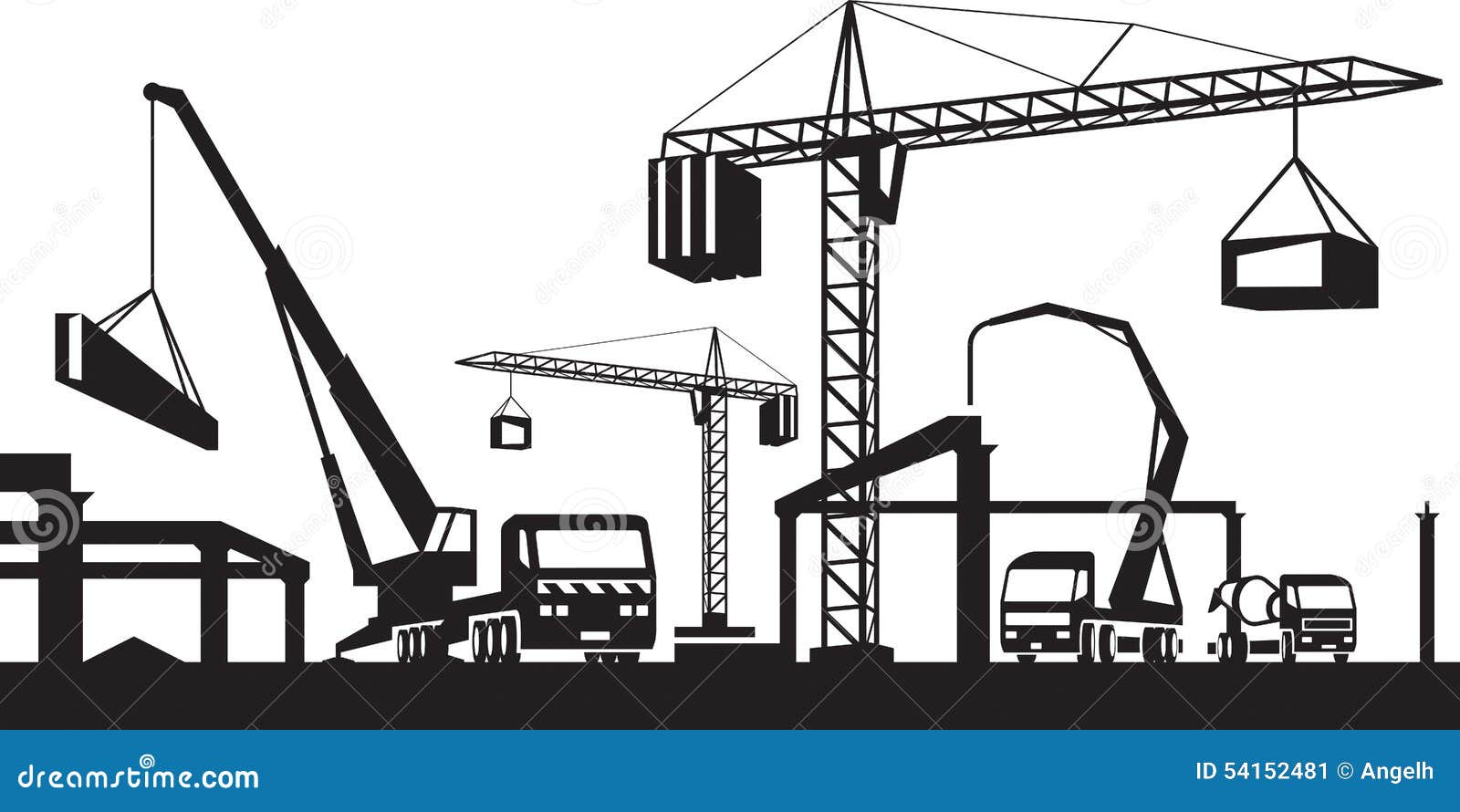 Industrial Construction Scene Stock Vector - Illustration of truck ...