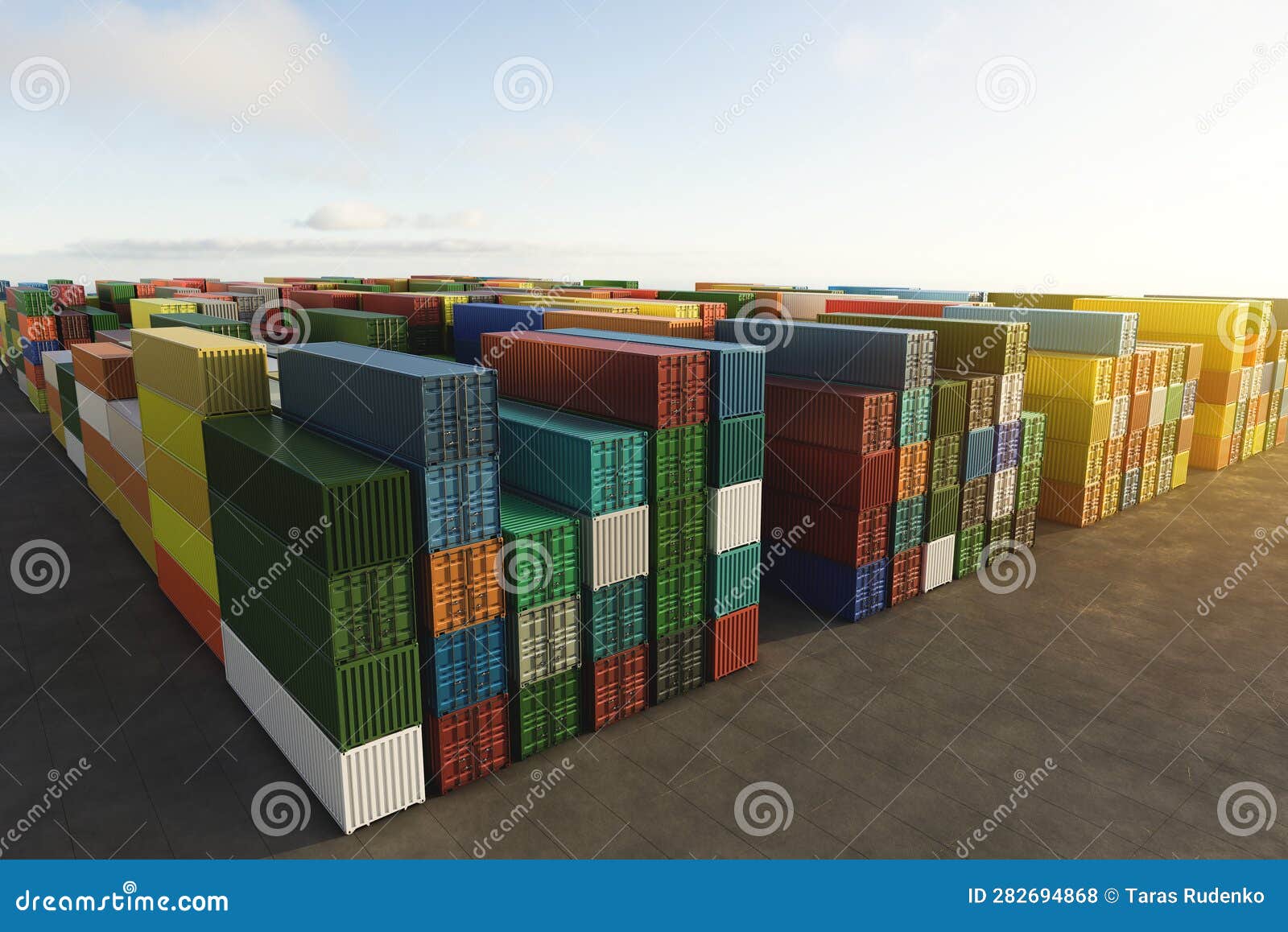 Industrial Container Yard for Logistic Import-export Business in Rows ...
