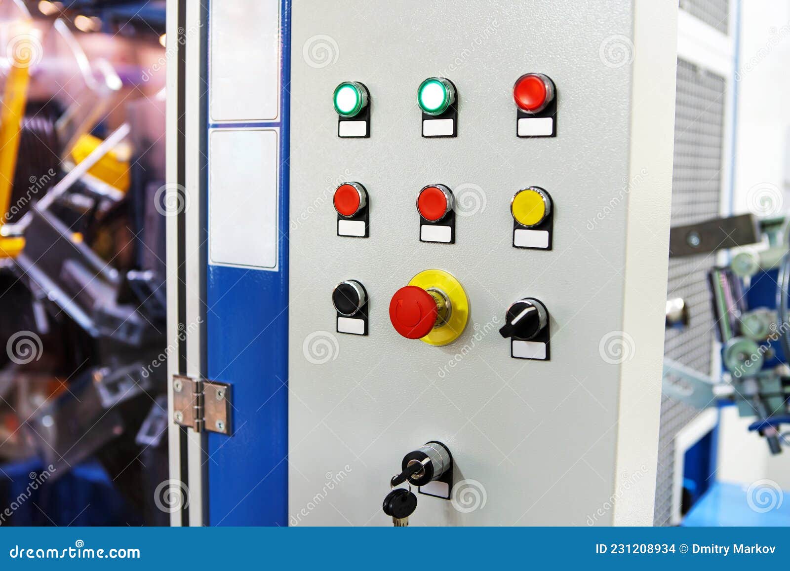 Industrial Control Panel with Buttons. Electrical Switches and ...