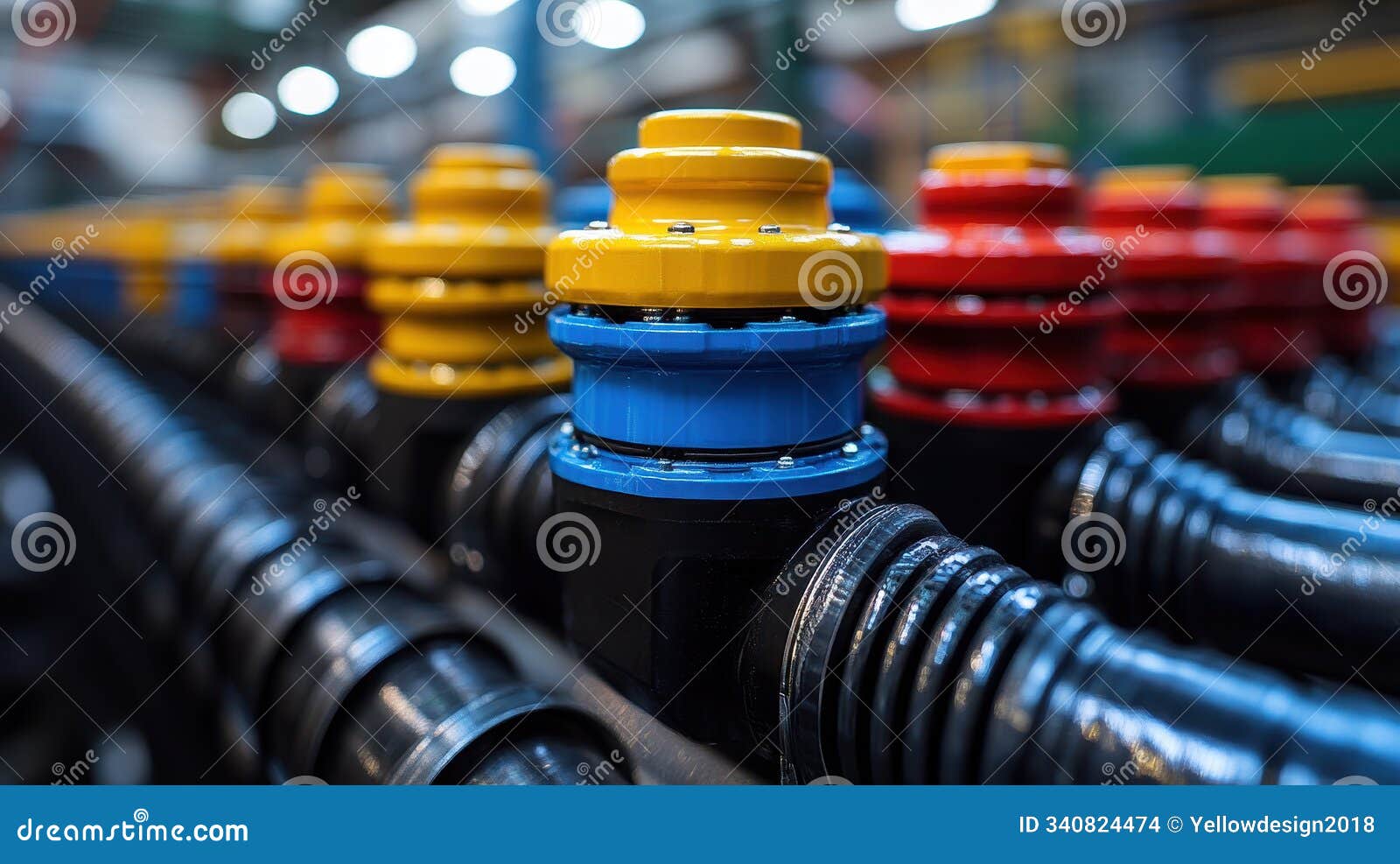 Industrial Control Panel with Colorful Push Buttons and Cables in ...