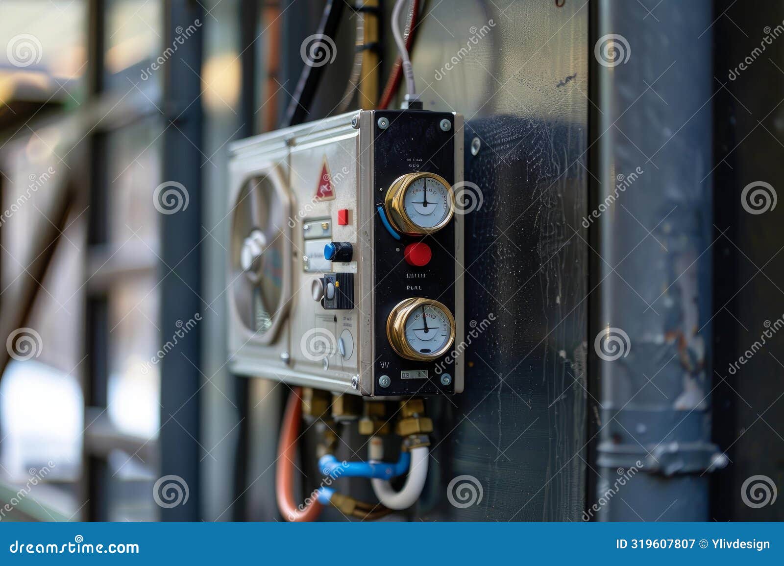 Industrial Control Panel with Gauges and Switches Stock Image - Image ...