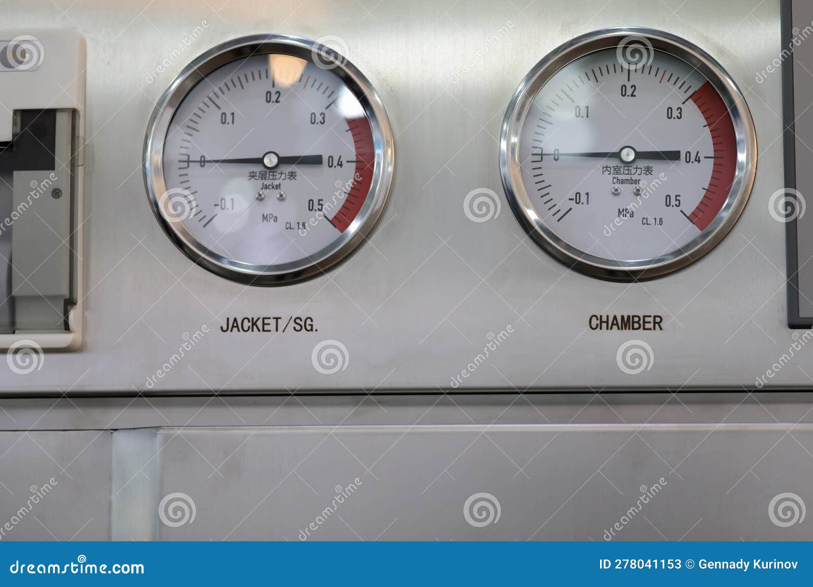 Industrial Control Panel with Pressure Gauges Stock Image - Image of ...