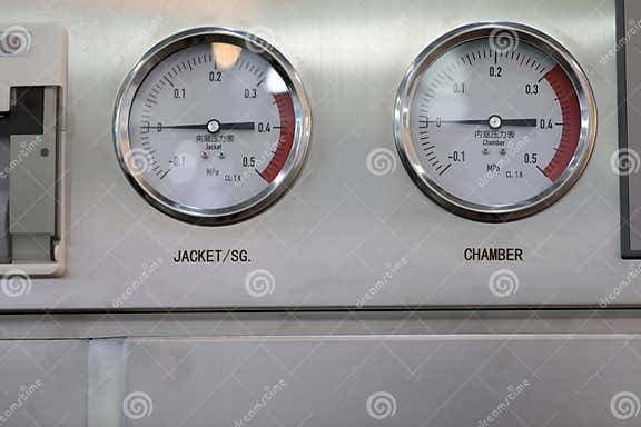 Industrial Control Panel with Pressure Gauges Stock Image - Image of ...