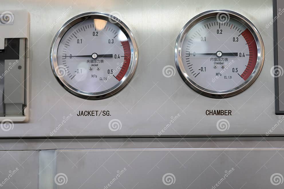 Industrial Control Panel with Pressure Gauges Stock Image - Image of ...