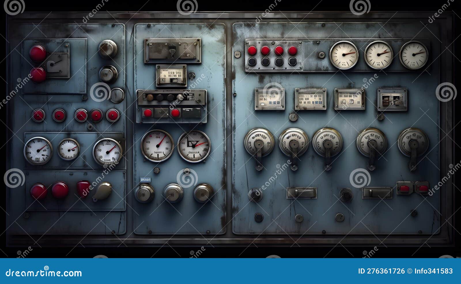 An Industrial Control Panel with Various Switches and Dia Created with ...