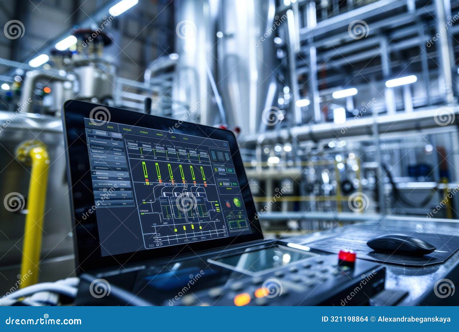 Industrial Control System in Factory Stock Illustration - Illustration ...