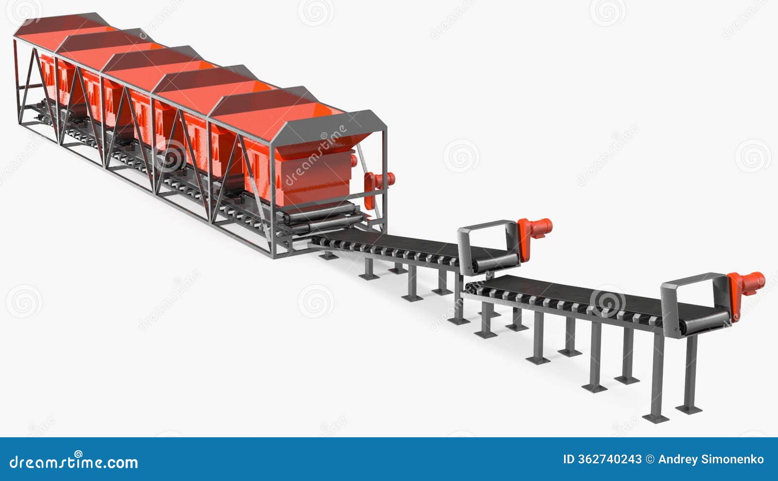 Industrial Conveyor Belt System with Multiple Hoppers Stock Image ...