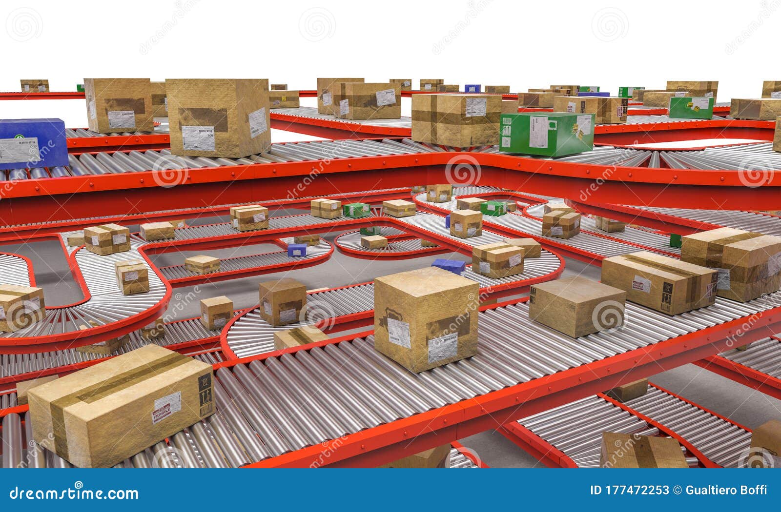 Conveyor Rollers With Different Types Of Packages Royalty-Free Stock ...