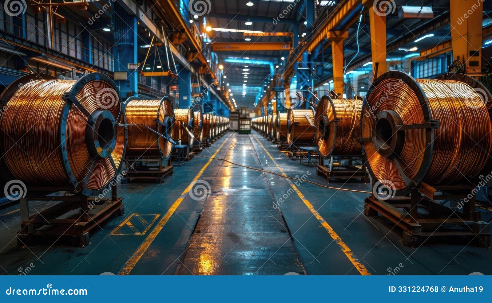 Industrial Copper Wire Manufacturing in a Large Factory Setting Stock ...