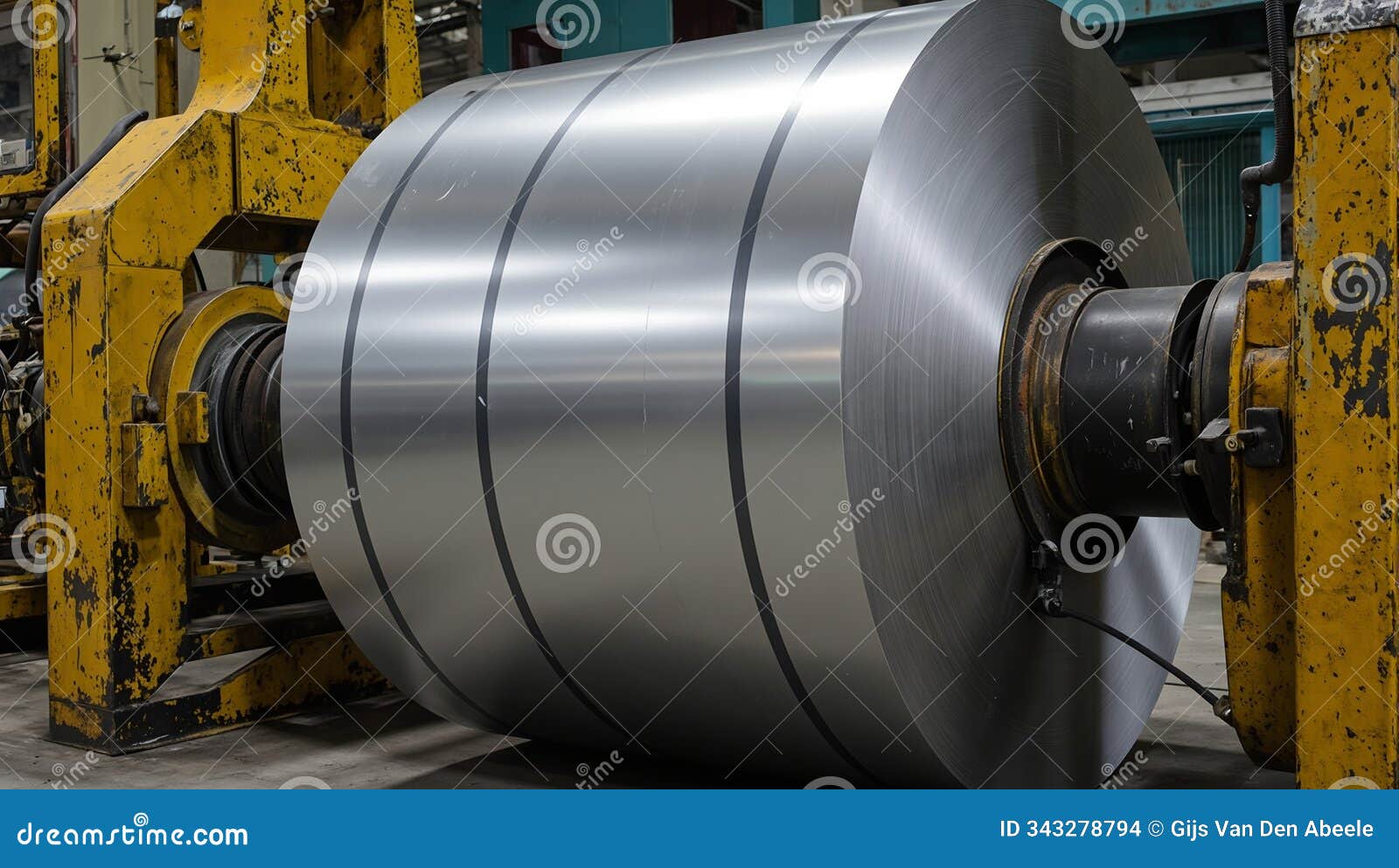 Industrial Crane Lifting Massive Steel Roll in Factory Setting Stock ...