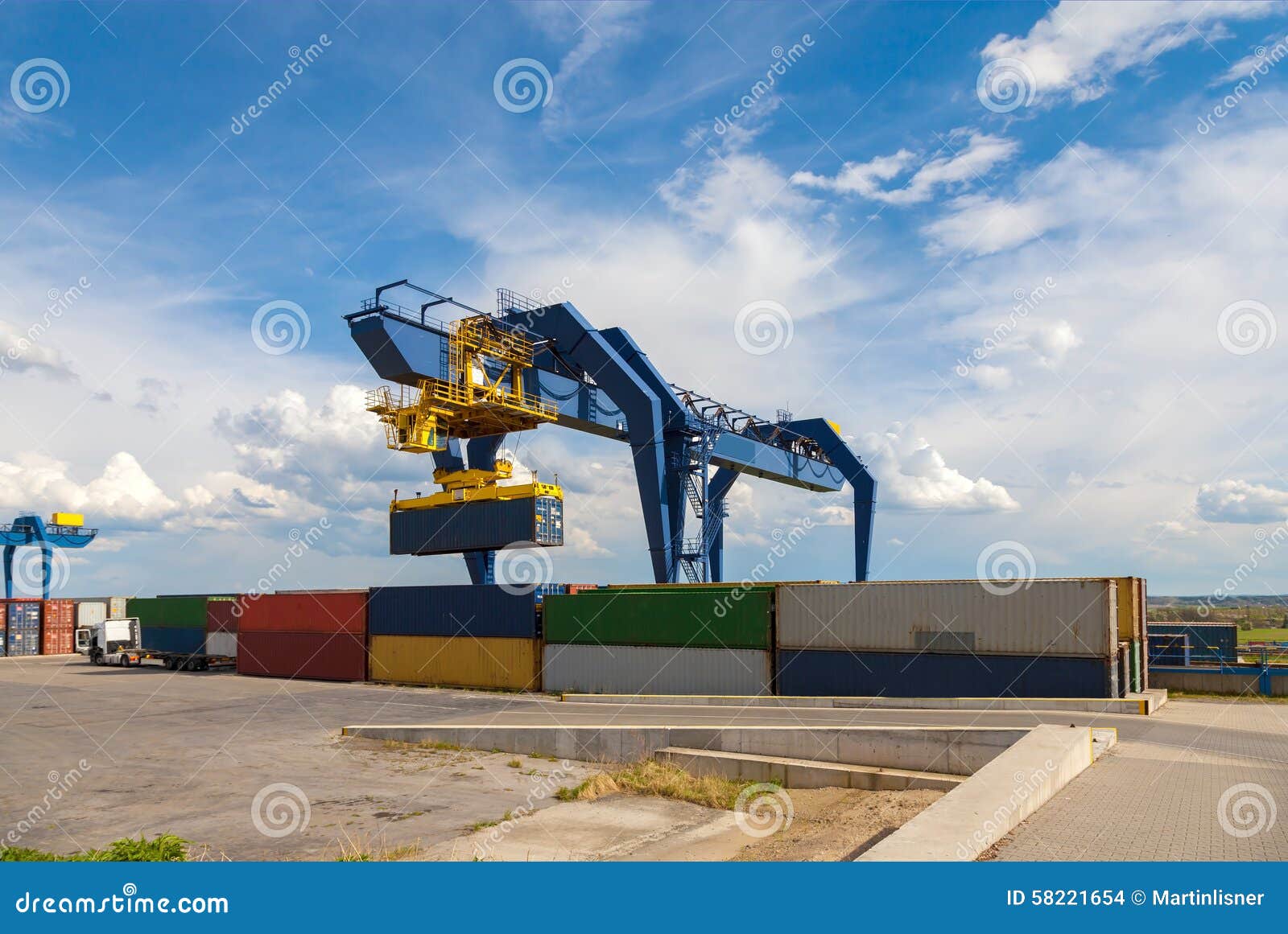Industrial Crane Loading Containers Stock Photo - Image of container ...