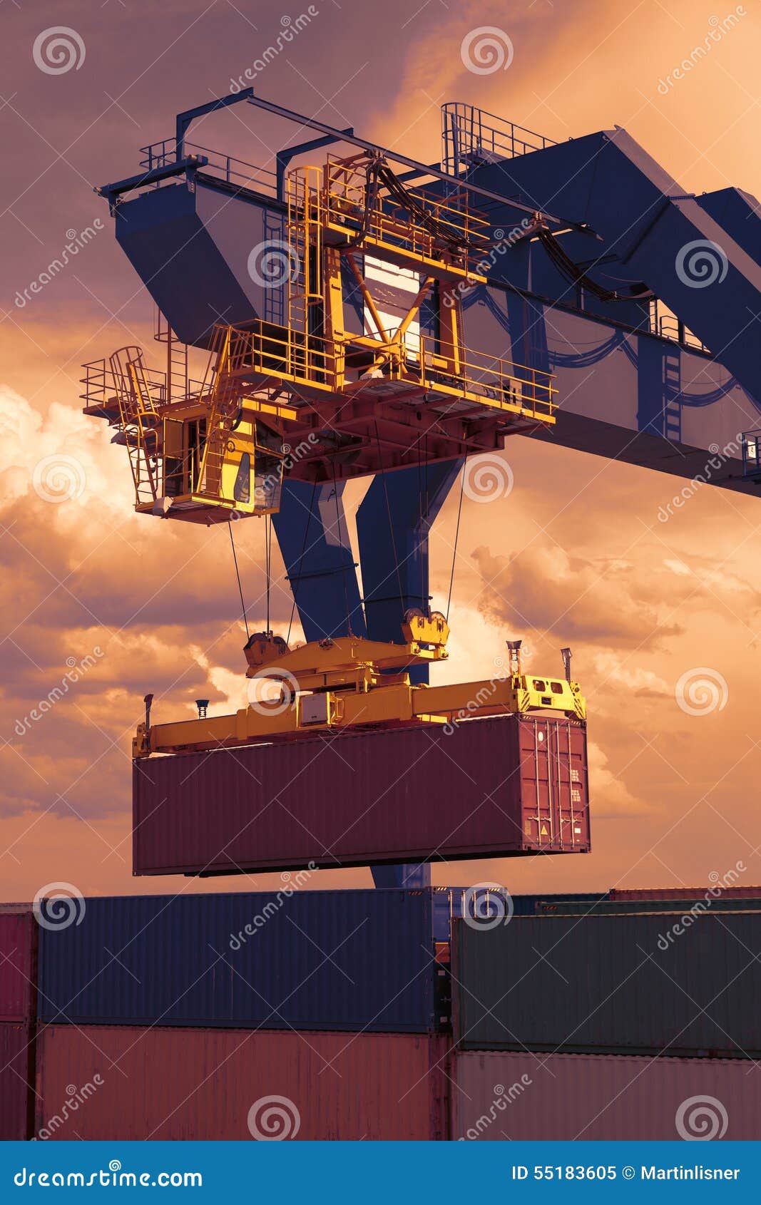 Industrial Crane Loading Containers Stock Image - Image of ...