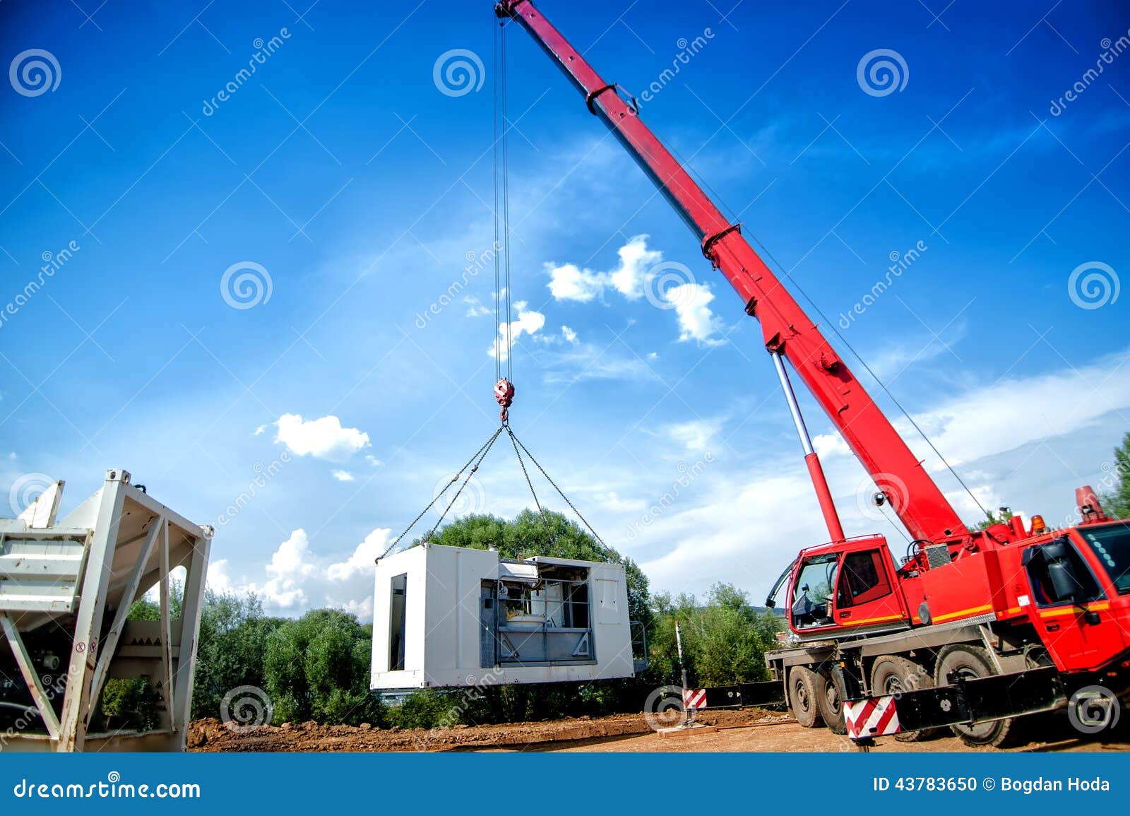 Industrial Crane Moving a Mobile Cement Plant Stock Photo - Image of ...