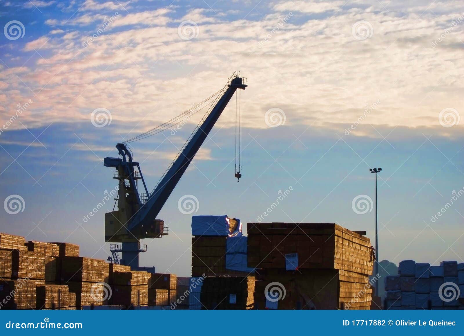 Industrial Crane at Wood Lumber Yard Stock Photo - Image of industrial ...