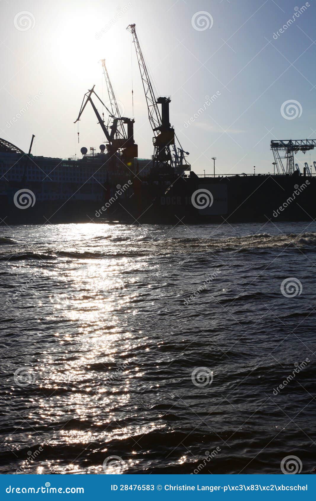 Industrial Cranes on a Shipping Wharf Stock Image - Image of crane ...