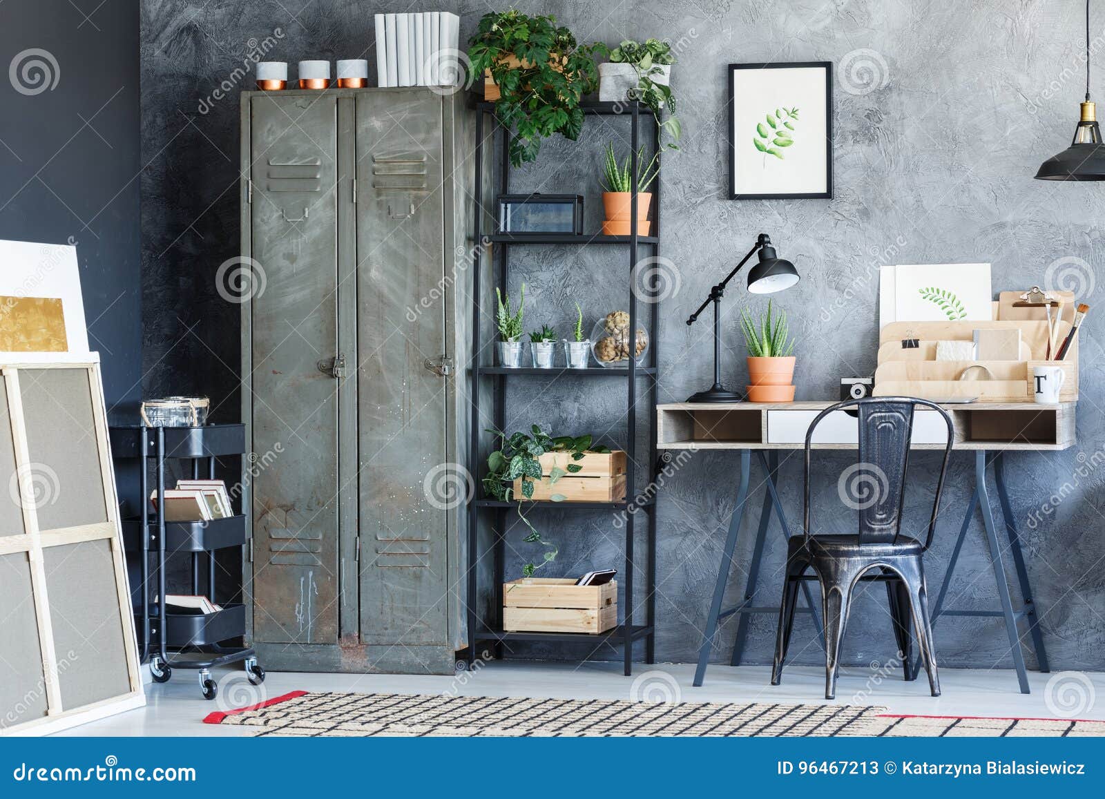 Industrial Creative Study Room Stock Image - Image of desk, freelancer ...
