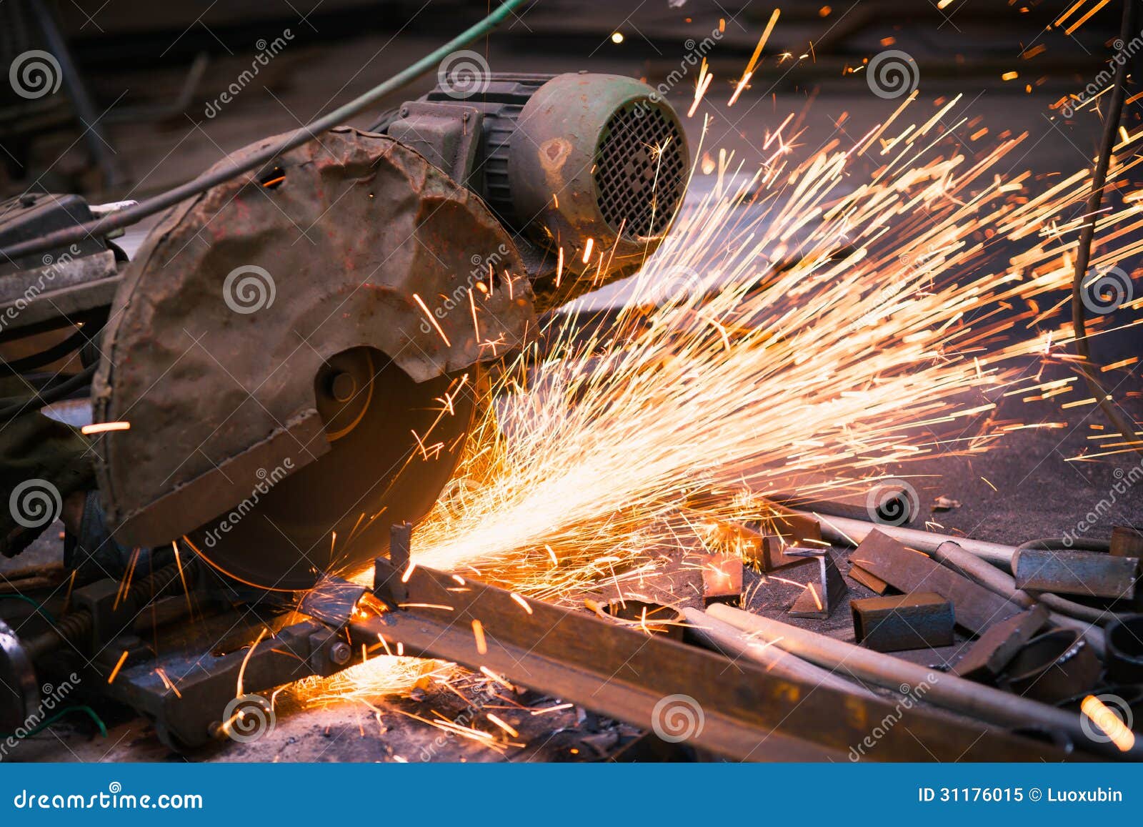 Industrial Cutting Machine Working Stock Image - Image of rusty, metal ...
