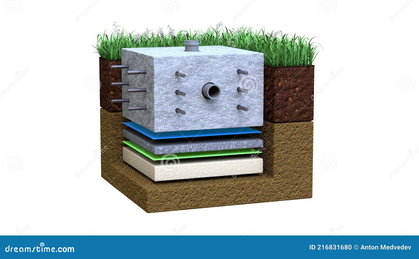 Industrial 3d Illustration, Building Substructure Scheme Isolated Stock ...