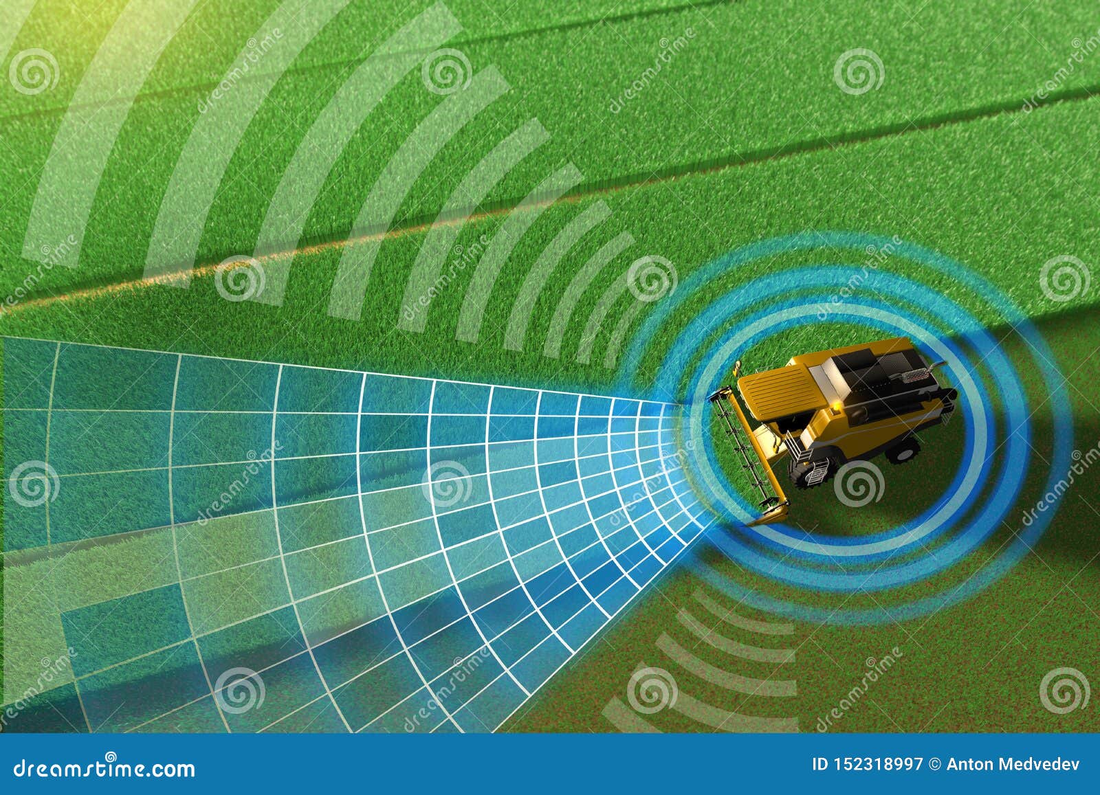 Industrial 3D Illustration of Self Driving, Unmanned, Autonomous Grain ... Industrial 3D Illustration of Self Driving, Unmanned, Autonomous Grain ...