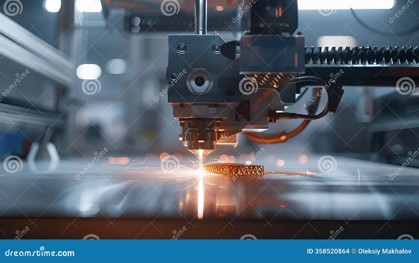Industrial 3D Printer Creating a Prototype Object with Precision Laser ...