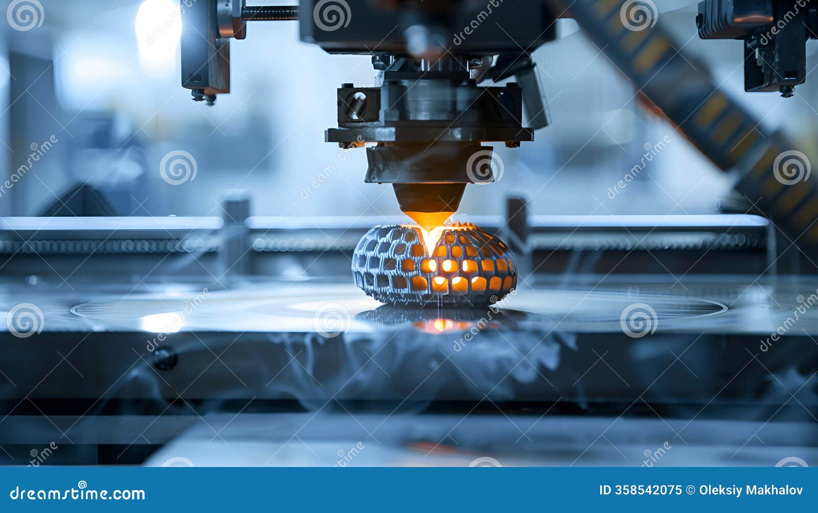 Industrial 3D Printer Creating a Prototype Object with Precision Laser ...