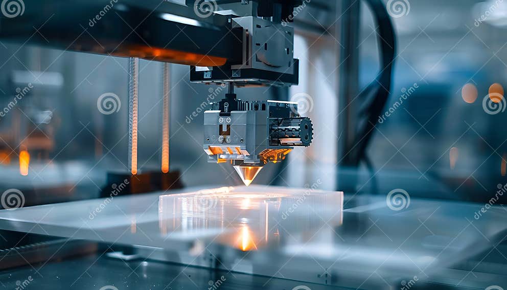 Industrial 3D Printer Creating a Prototype Object with Precision Laser ...