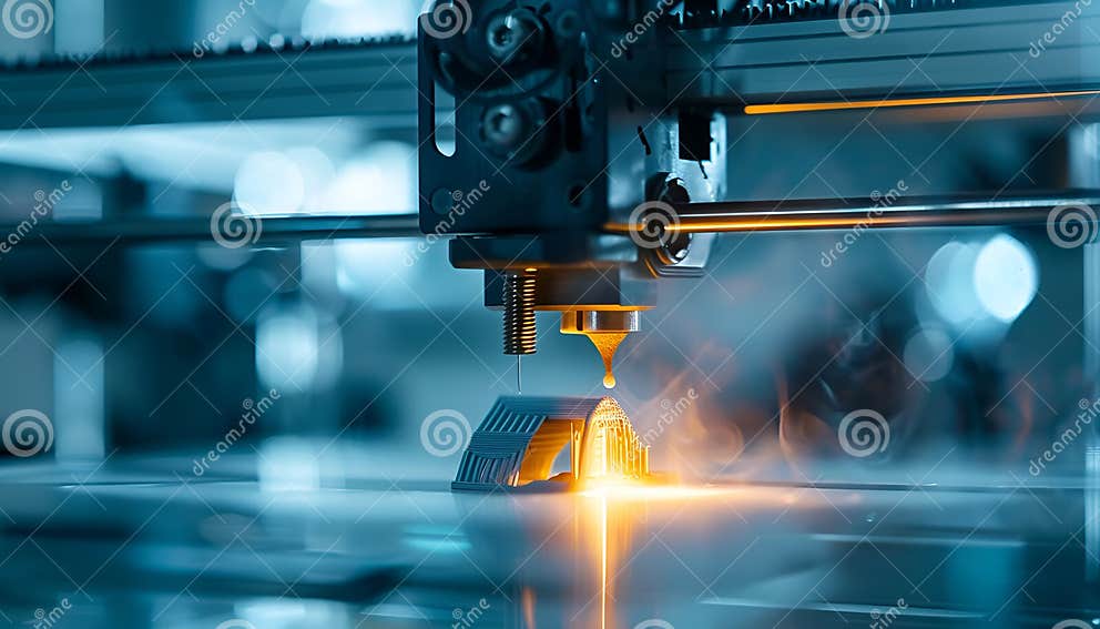 Industrial 3D Printer Creating a Prototype Object with Precision Laser ...