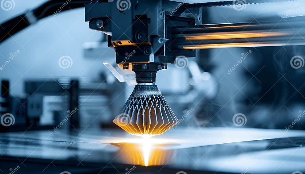 Industrial 3D Printer Creating a Prototype Object with Precision Laser ...