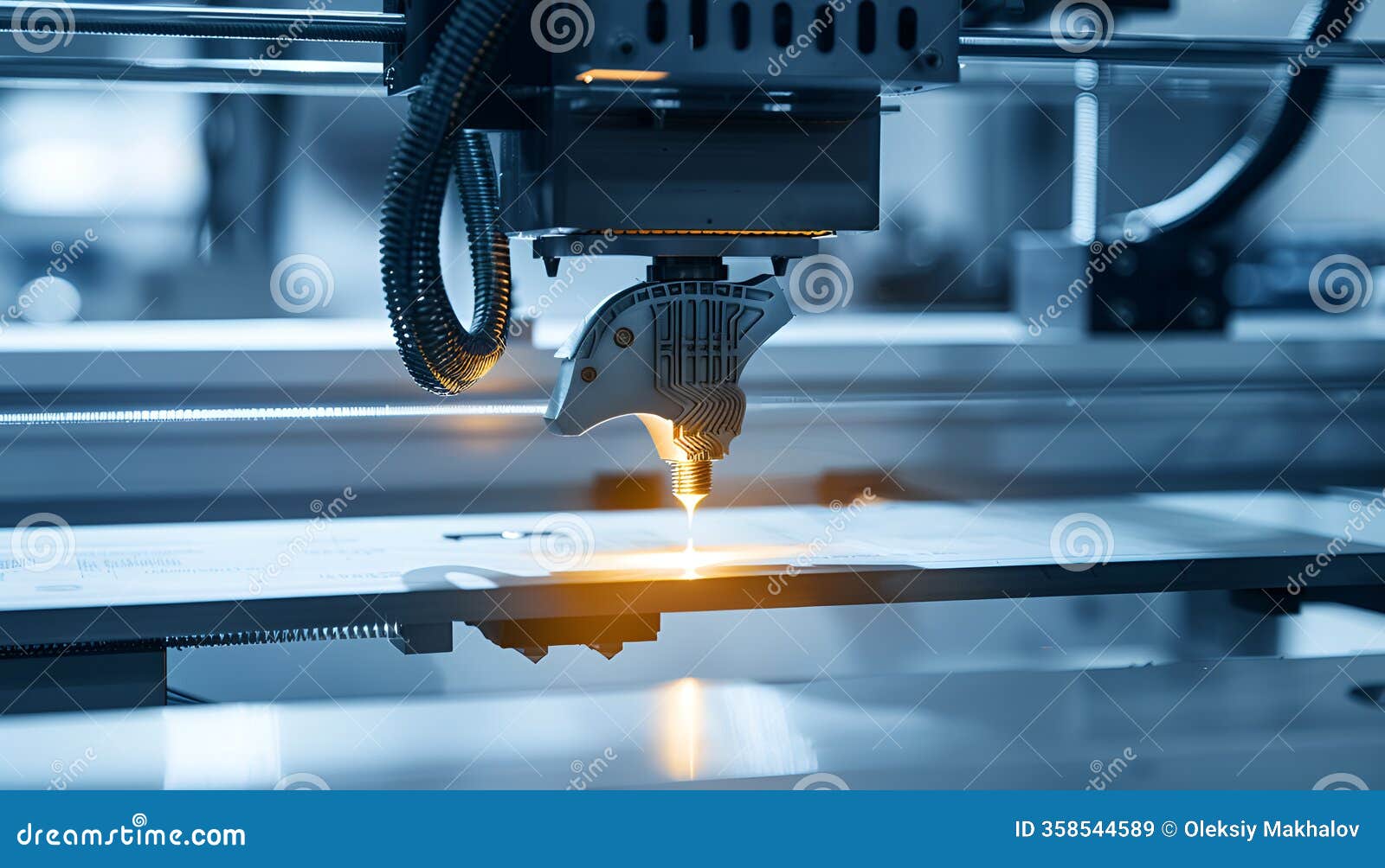Industrial 3D Printer Creating a Prototype Object with Precision Laser ...
