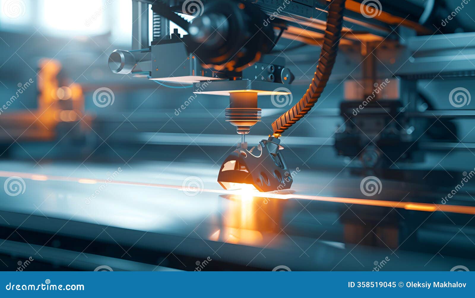 Industrial 3D Printer Creating a Prototype Object with Precision Laser ...