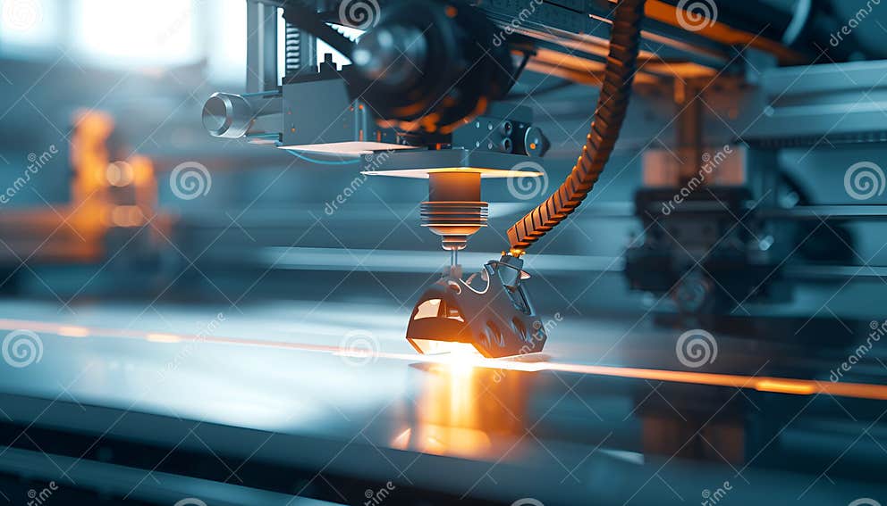 Industrial 3D Printer Creating a Prototype Object with Precision Laser ...