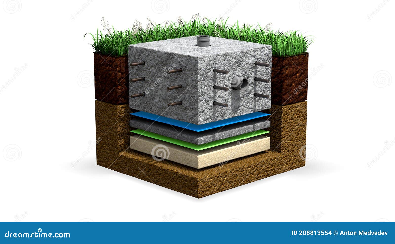 Industrial 3d Rendering Building Base Scheme Isolated Stock ...