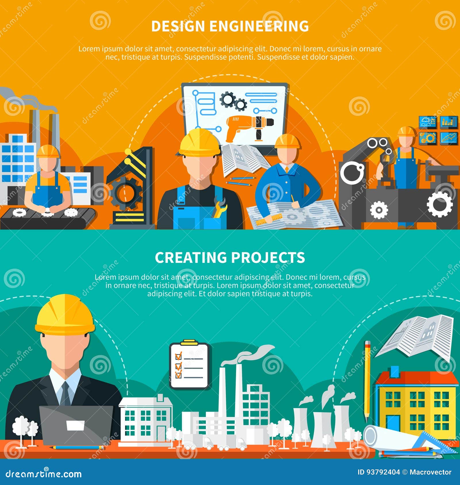 Industrial Design Banners Collection Stock Vector - Illustration of ...