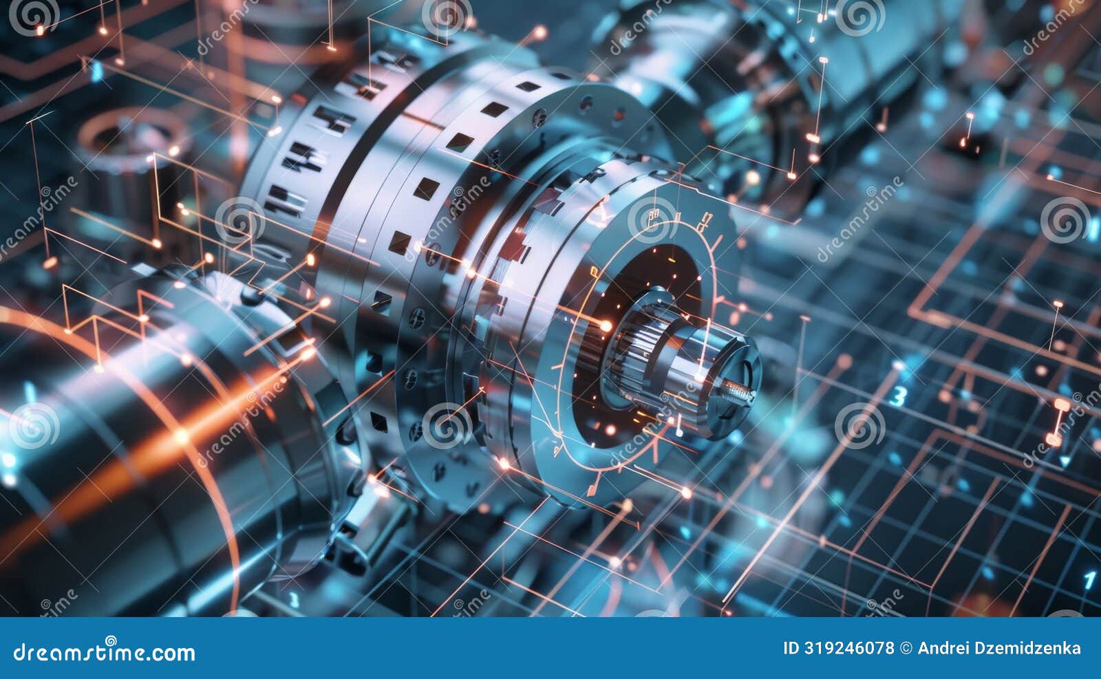 Industrial Design Mechanical Item Generated by the Computer Artificial ...