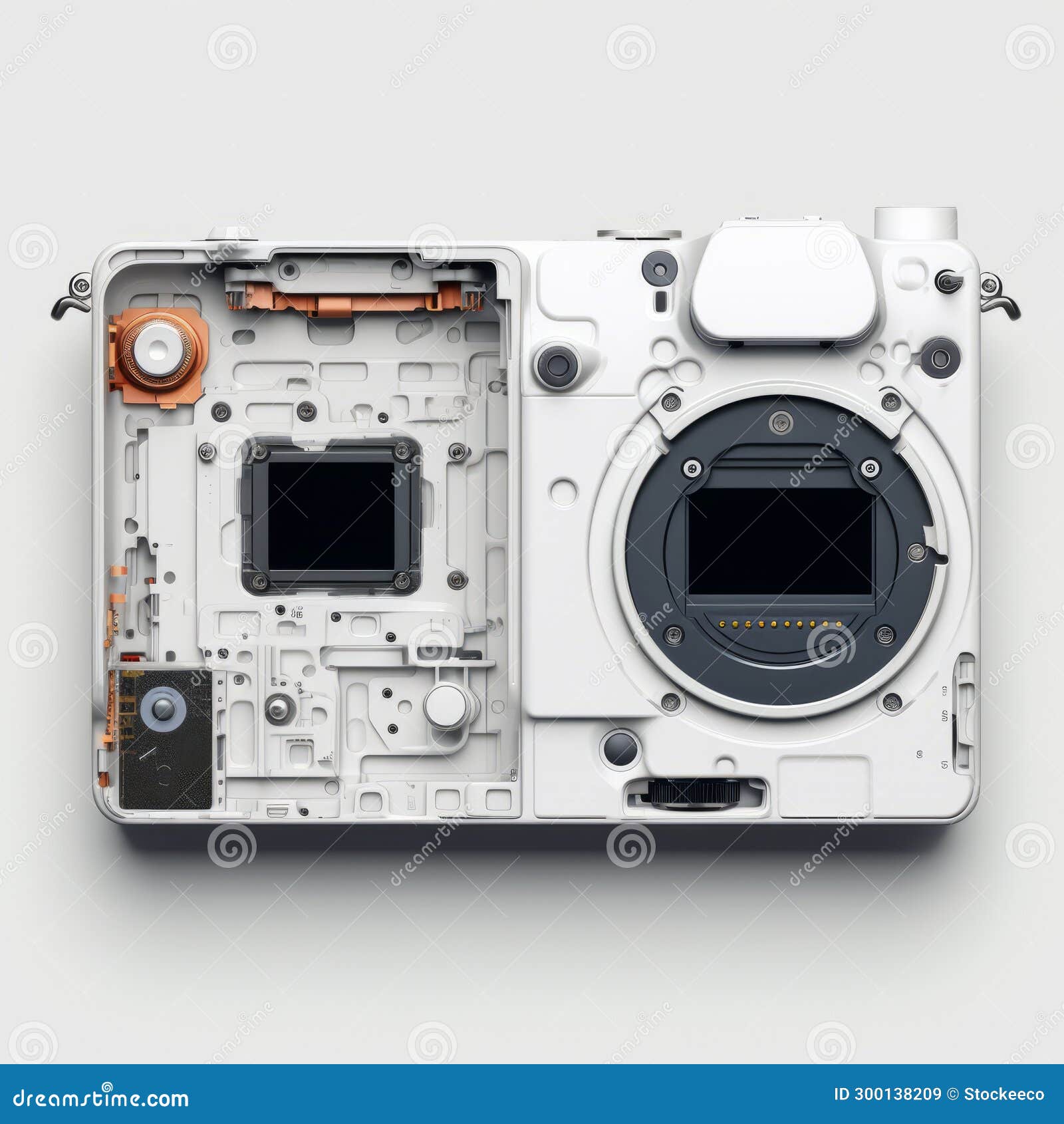 Industrial Design White Camera with Low Resolution and Geopunk Elements ...
