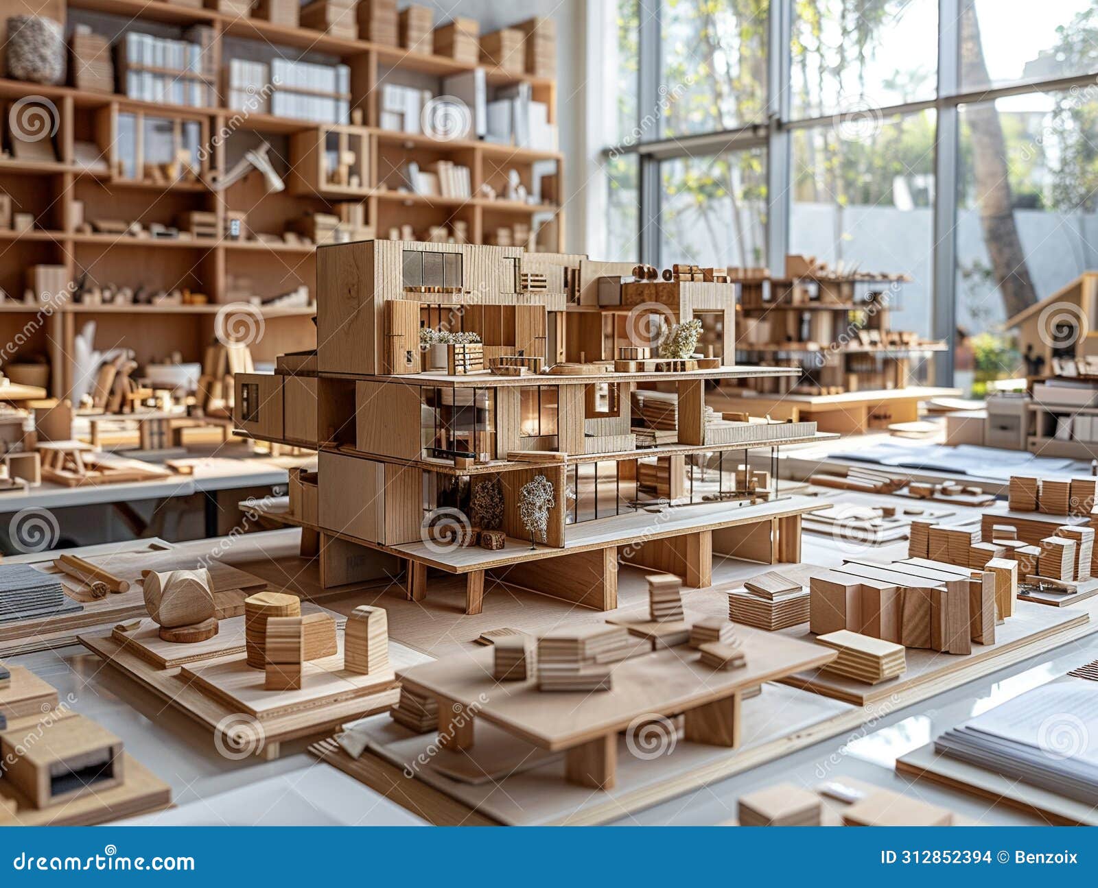 Industrial Design Workshop with Raw Materials Prototype Models Stock ...