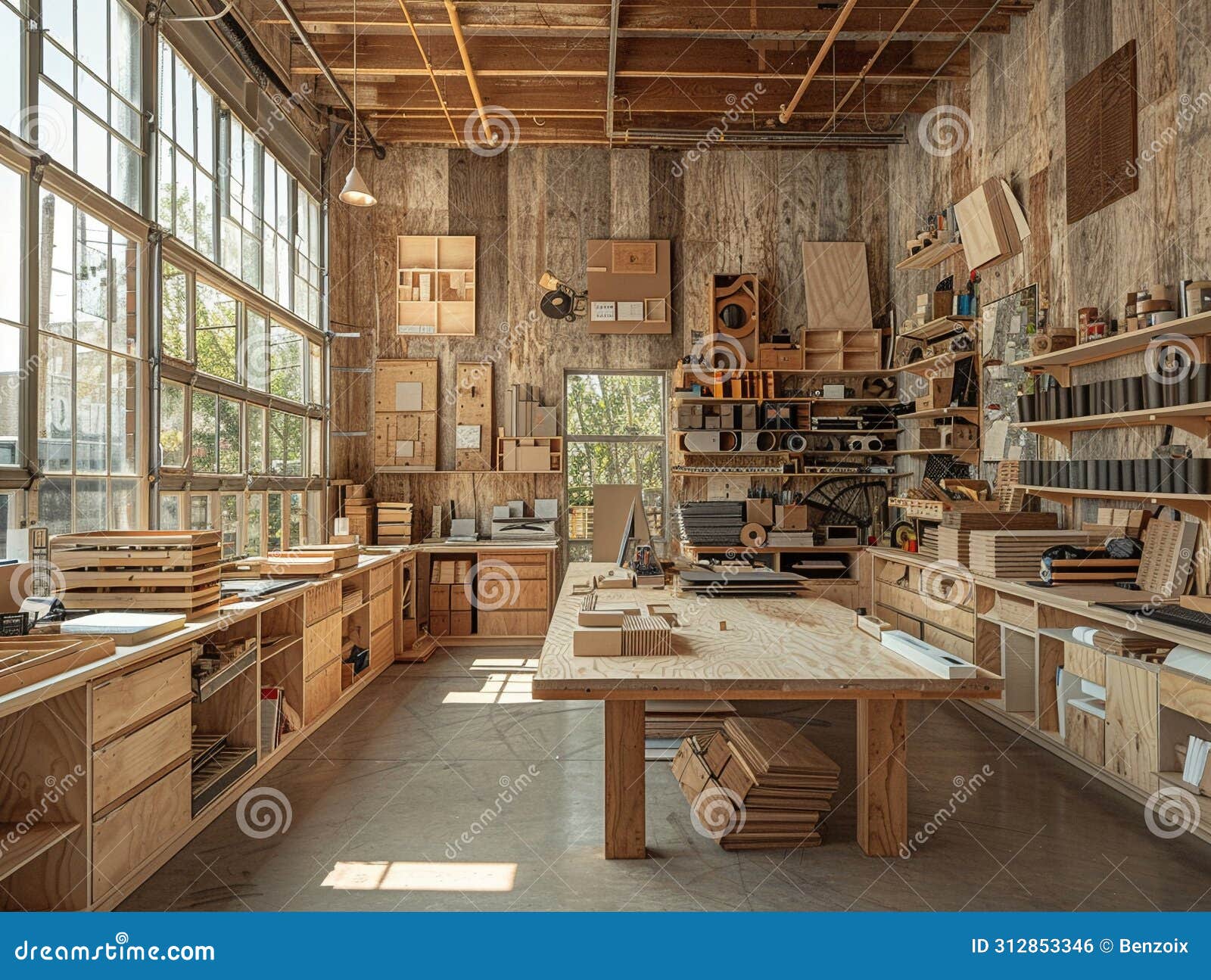 Industrial Design Workshop with Raw Materials Prototype Models Stock ...