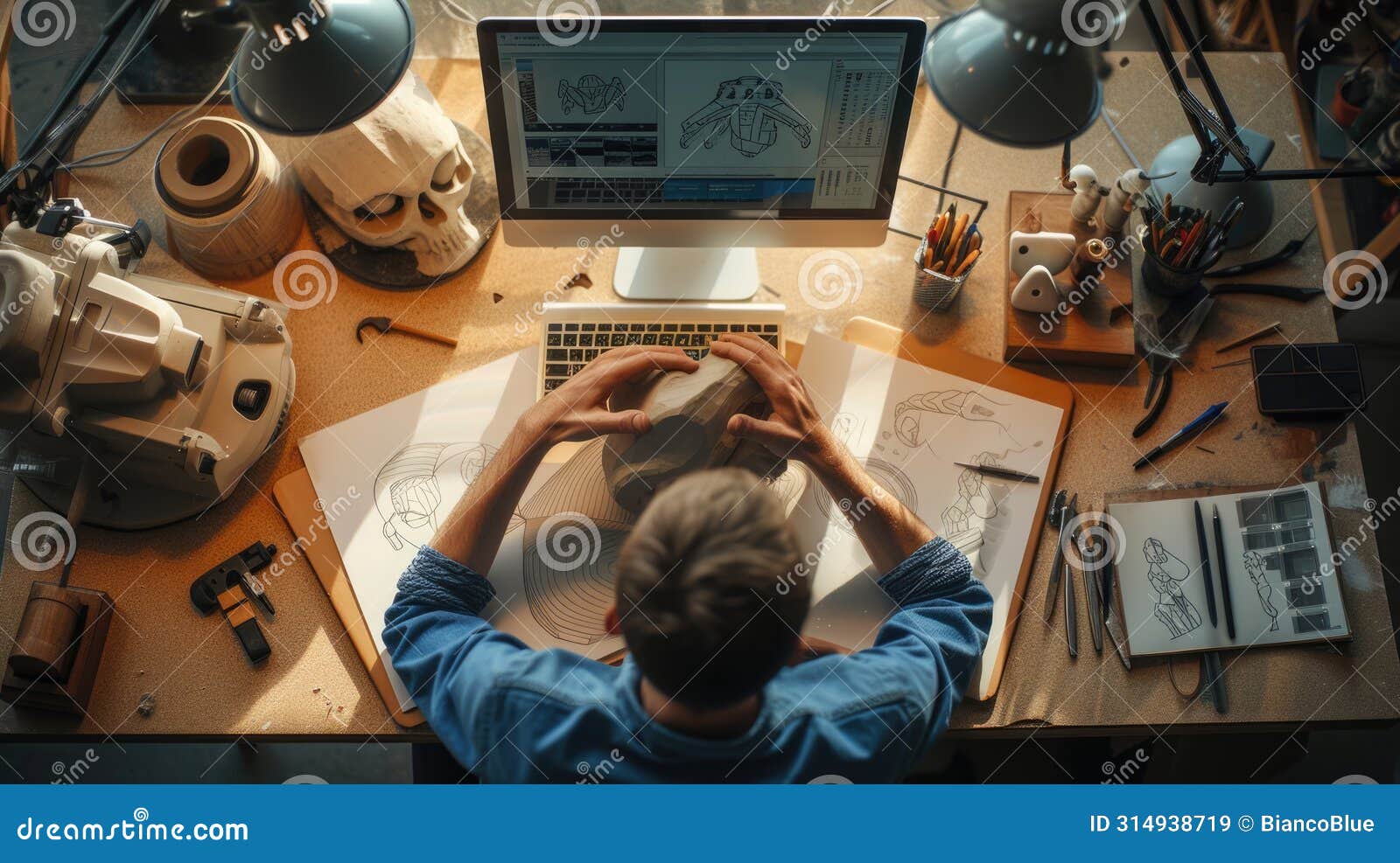 Industrial Designer Perfecting Prototype Model AIG41 Stock Illustration ...