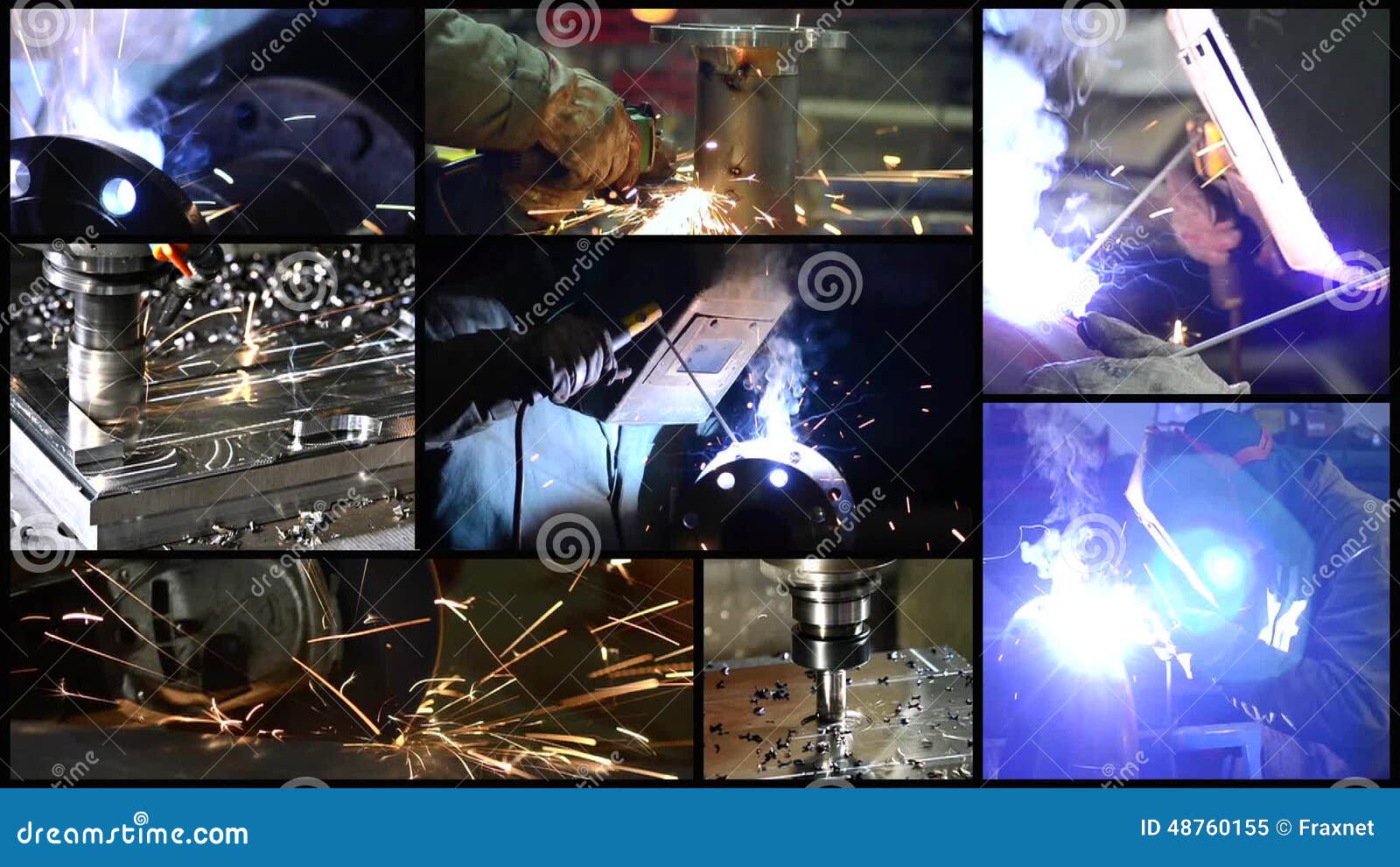 Industrial Details. Collage Including Milling Machines and People at ...